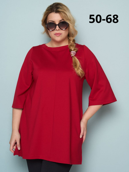 Туника Женский SPARADA Повседневный Три четверти красный, размер 62, 64 Россия Однотонный ...