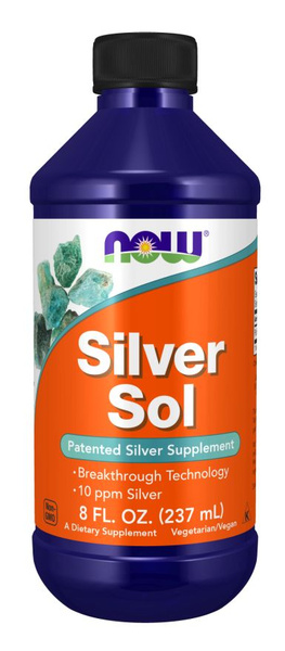 Серебряная вода 237 мл, NOW Silver Sol 10 Ppm Liquid 8 fl oz, Помогает ...