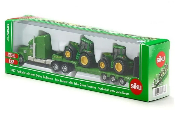 Машинка Siku Грузовик-тягач с 2-мя тракторами John Deere (1:87) 1837 купить на OZON по низкой ...