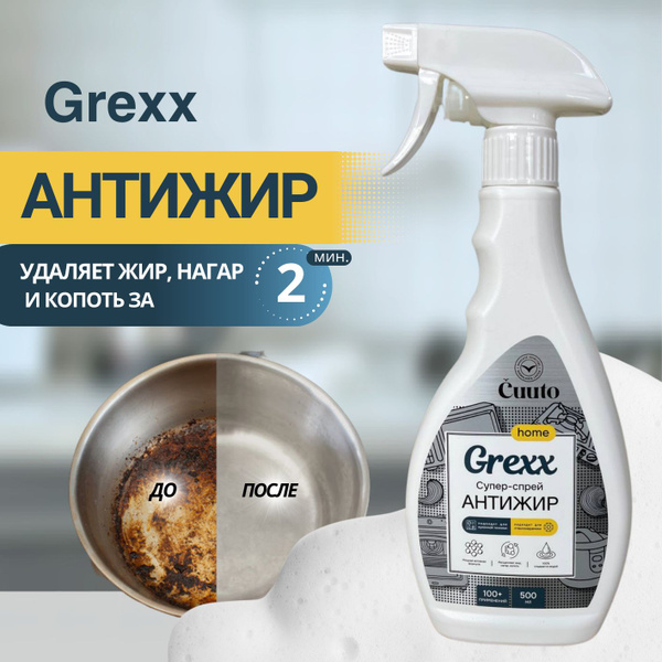 Антижир Cuuto HOME Grexx 0,5 л, чистящее средство для кухни, спрей пена ...