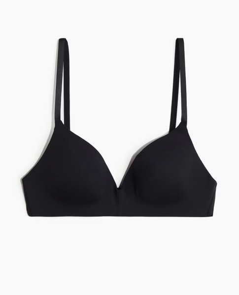 Бюстгальтер Женский H&M бесшовный, с мягкой чашкой, размер 75C черный, черный кристалл Эластан ...