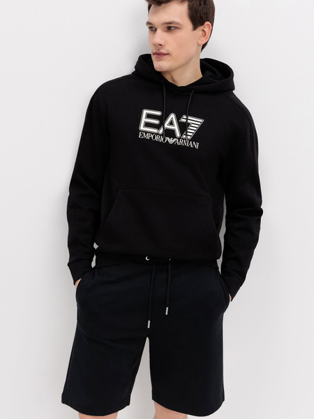 Худи Мужской EA7 черный Хлопок, Полиэстер, размер 50, 52 Камбоджа купить c доставкой на OZON по ...