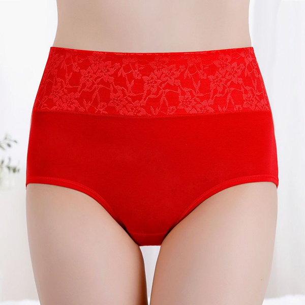 Комплект трусов Женский Miiow Original брифы Хлопок, Спандекс красный, размер 48, 50 Высокая ...