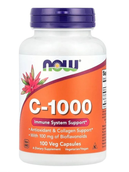 NOW Витамин C-1000 100 капсул купить на OZON по низкой цене (1902452095)