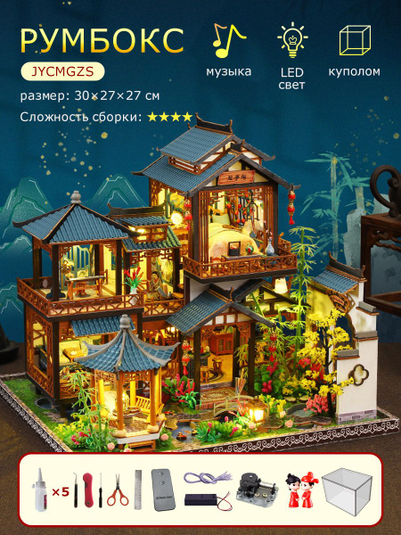 Подарочный Интерьерный конструктор (Румбокс) миниатюра JYCMGZS "Китайский дворик" DIY House с ...