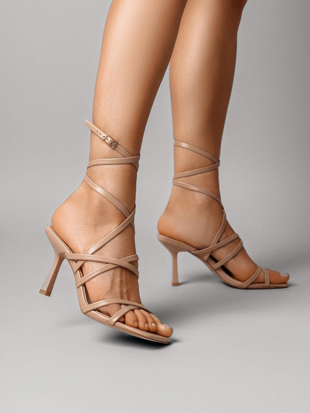 Босоножки Женский Obba Шпилька Экокожа, размер 39 Открытый нос, Легкая модель F Лето Италия ...