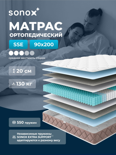 Матрас SONOX пружинный, Независимые пружины, 90x200 см купить c доставкой на OZON по низкой цене ...