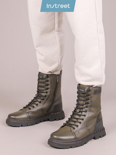 Полусапоги Мужской Instreet, размер 40 хаки Зима 8 Толстый каблук Россия Шнурки, Молния купить c ...