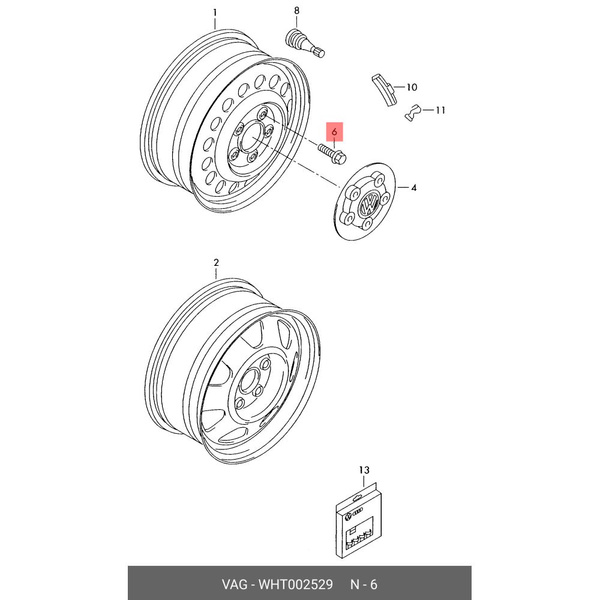 Болт колесный VAG (VW/Audi/Skoda/Seat), 1 шт. купить c доставкой на ...