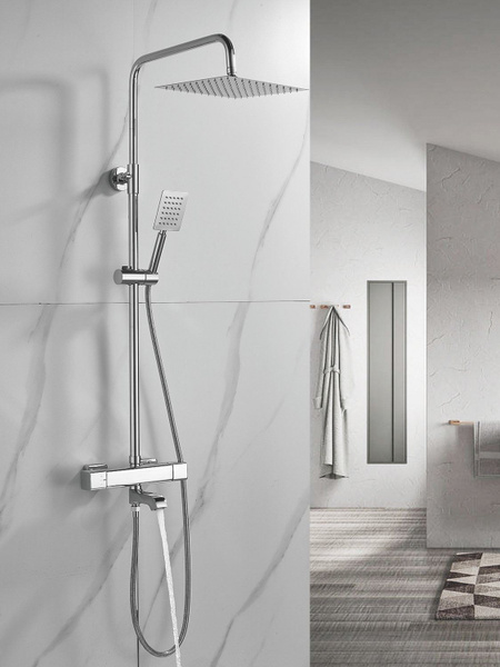 Душевая система с тропическим душем c термостатом Shevanik S3096, хром купить на OZON по низкой ...