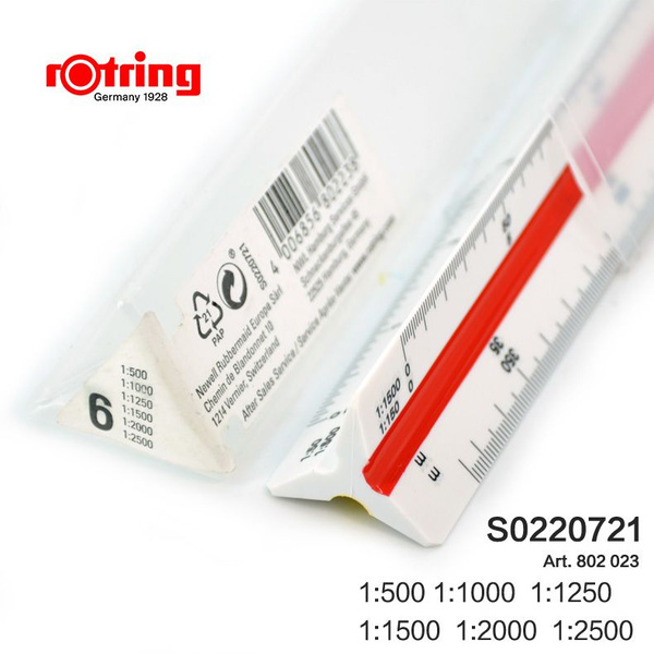 Треугольная масштабная линейка Rotring engineering drawing ruler 30 см ...
