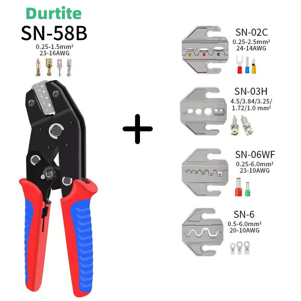 Обжимные клещи SN-58B и набор сменных матриц купить на OZON по низкой цене (1999543657)