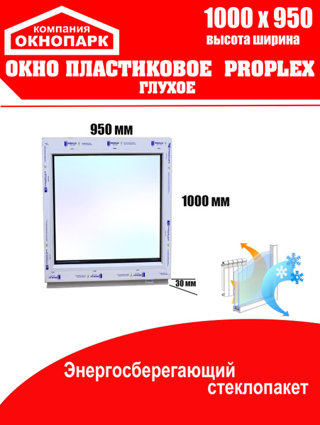 Окно пластиковое Proplex 1000 х 950 мм, глухое купить на OZON по низкой цене (2006450506)