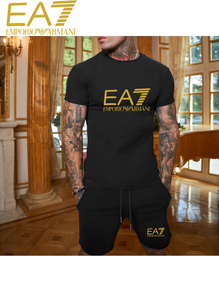 Костюм спортивный Мужской EA7 черно-коричневый, размер 50, 52 Лето купить c доставкой на OZON по ...