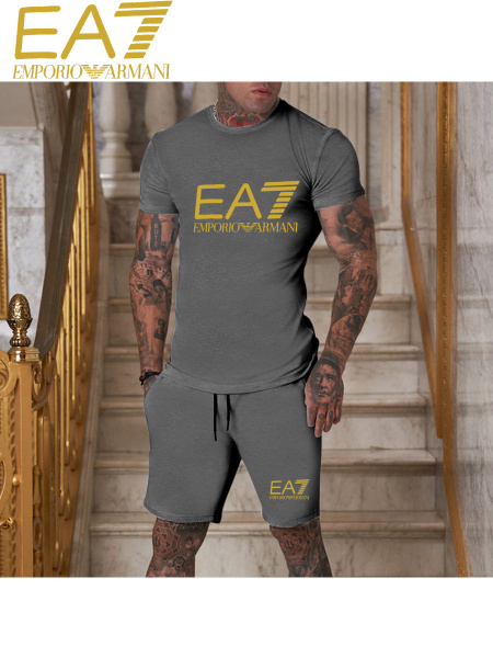 Костюм спортивный Мужской EA7 темно-серый, размер 50, 52 Лето купить c доставкой на OZON по ...