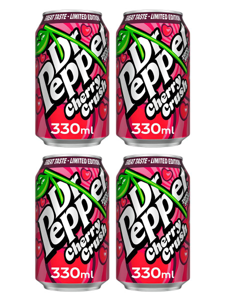 Характеристики Газированный напиток Dr.Pepper Cherry Crush Zero Sugar, 4 шт по 330 мл подробное ...