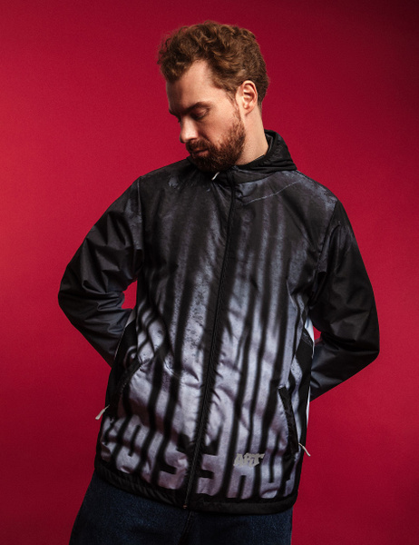 Ветровка Мужской KyKy wear Светоотражающие элементы черный стойка Полиэстер, размер 52, 54 ...