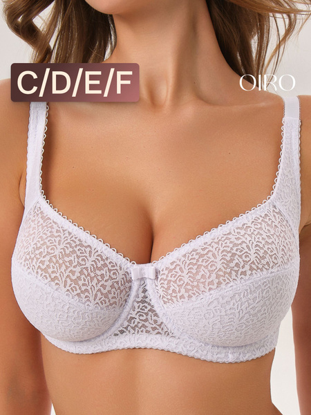 Бюстгальтер Женский OIRO на косточках, с мягкой чашкой, размер 90F белый Нейлон, Спандекс ...