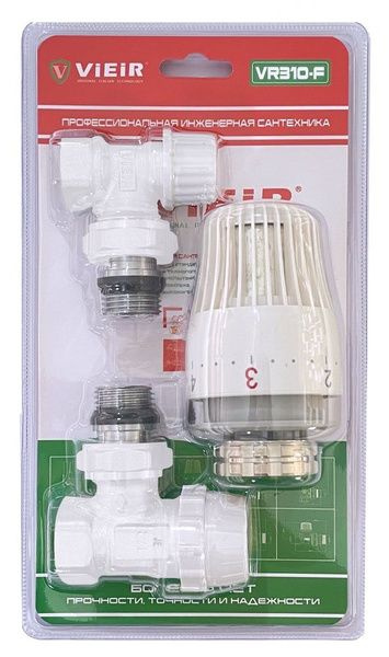 Комплект терморегулирующего оборудования, угловой 1/2" для подключения радиатора VR310-F (белый ...