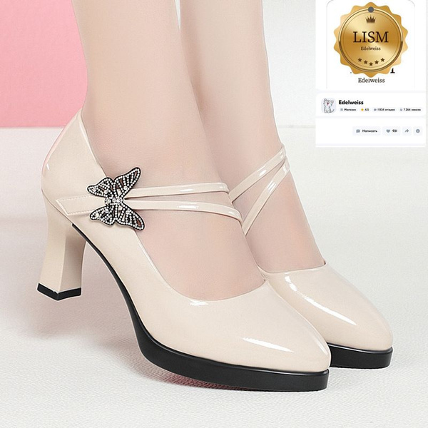 Туфли Женский LISM Резина, Искусственная кожа, размер 36 Шпилька T (узкая) Россия Липучки ...