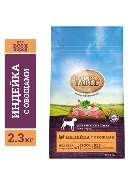Сухой корм для собак Nature’s Table индейка с овощами 2,3 кг купить на OZON по низкой цене ...