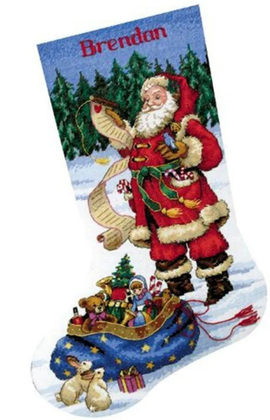 Набор для вышивания Dimensions Checking His List Stocking (Санта ...