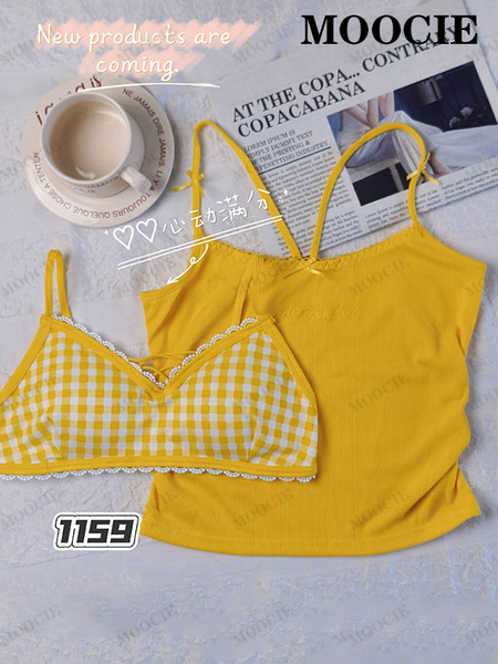 Кроп-топ Женский MOOCIE желтый, размер 40, 46 Полиэстер Без рукавов Повседневный Китай купить c ...
