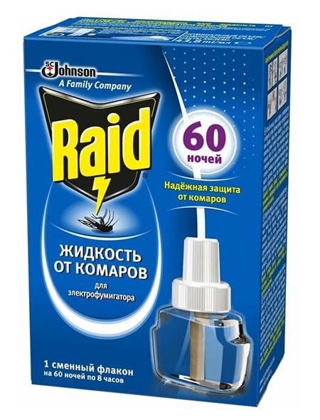 Raid Жидкость от комаров для электрофумигатора 60 ночей купить на OZON по низкой цене (2157199460)
