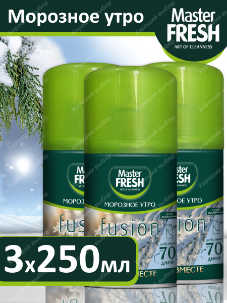 Освежитель воздуха Master Fresh Морозное утро сменный баллон (для Air Wick и Glade), 250 мл, 3 ...