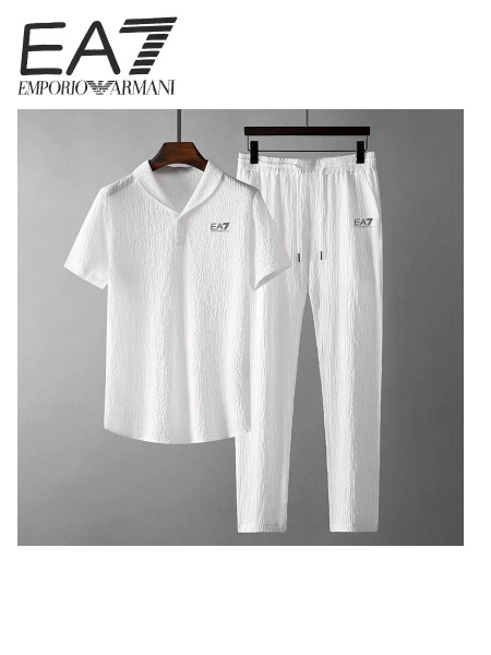 Комплект одежды Мужской, Женский EA7 Повседневный с бриджами белый, размер 46, 48 Муслин Другое ...