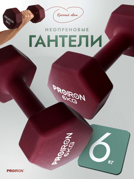 Гантели PROIRON Г20НГ, 2 шт. по 6 кг, бордовый купить c доставкой на OZON по низкой цене ...