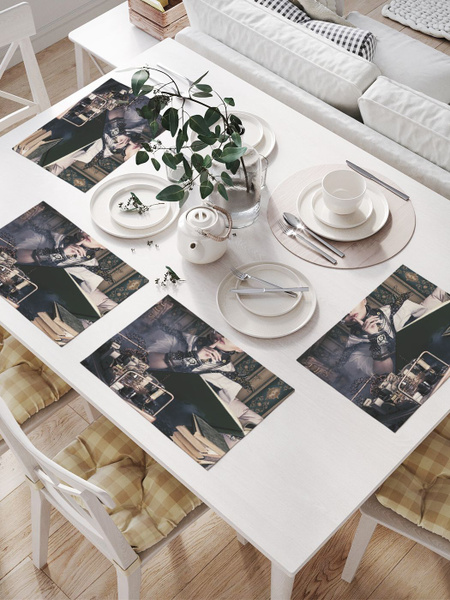 Салфетки на стол сервировочные прямоугольные "Таинственный читатель", 32x46, JoyArty купить на ...