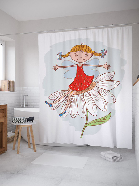 Штора для ванной 200x180 см JoyArty девушка, леди, портрет, изображение, образ, черты, этнос ...