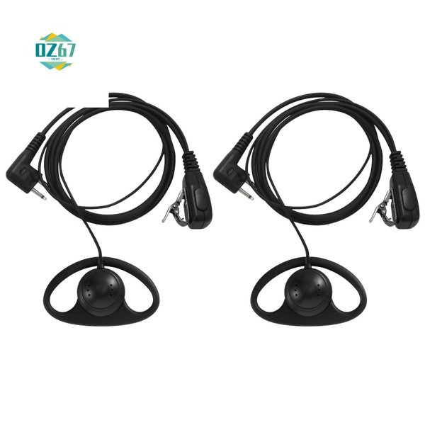(J T N E) (2 шт.) 2-контактный расширенный D Shape Clip-Ear Ptt Headset ...