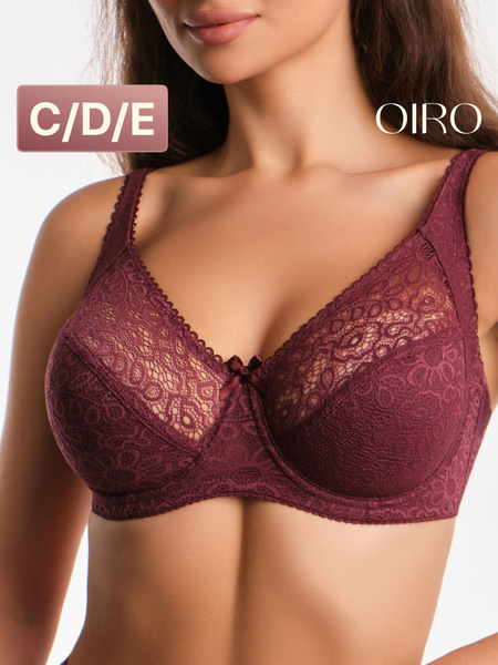 Бюстгальтер Женский OIRO мягкая чашка на каркасе, размер 95C бордовый Нейлон, Спандекс ...