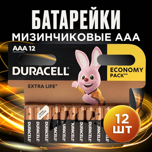 Duracell EXTRA LIFE Basic ААA, 1,5V, 12шт (мизинчиковые) - купить с ...