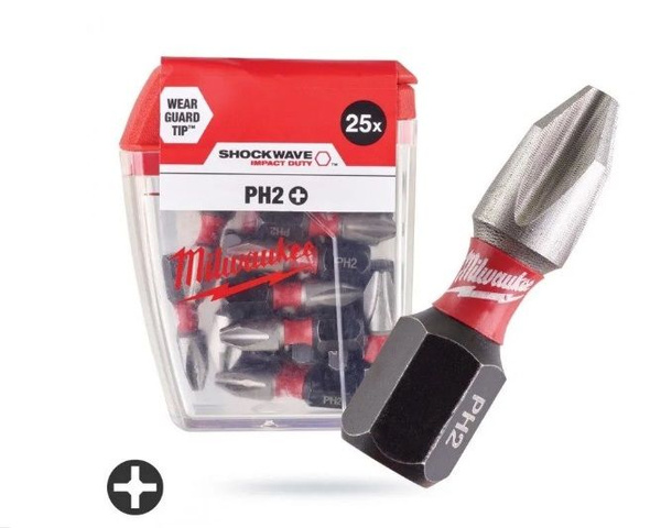 Бита SHOCKWAVE (PH2, 25 мм, 25 шт.) Milwaukee (Оригинал 4932430853 ...