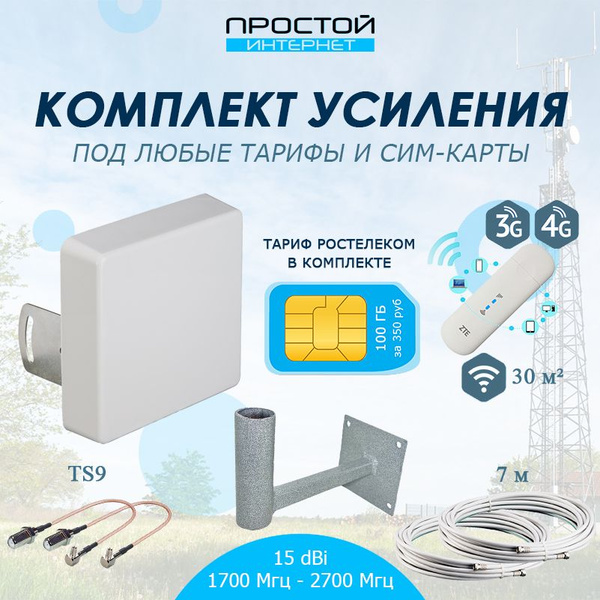 Комплект 3G/4G усиления интернета для дачи с антенной KROKS KAA15 MIMO ...