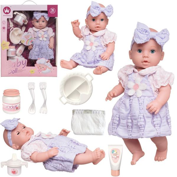 Игровой набор Junfa Пупс-кукла 40 см в фиолетовом платье и игровые предметы - купить с доставкой ...