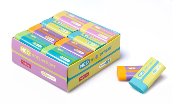 Ластик Hatber NEO 32 штуки в картонной Дисплей-витрине купить на OZON по низкой цене (1423019681)