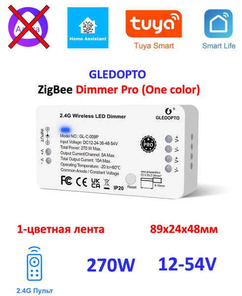 Характеристики ZigBee контроллер для светодиодной ленты 12-54V Gledopto ...