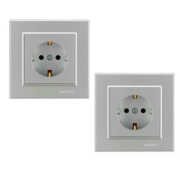 Розетка с/з серебряная Makel Karea 560065028- 2шт. - купить по низкой цене в интернет-магазине ...