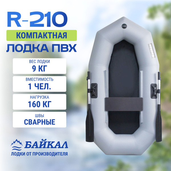 Лодка надувная для рыбалки ПВХ Байкал 210 гребная одноместная - купить ...