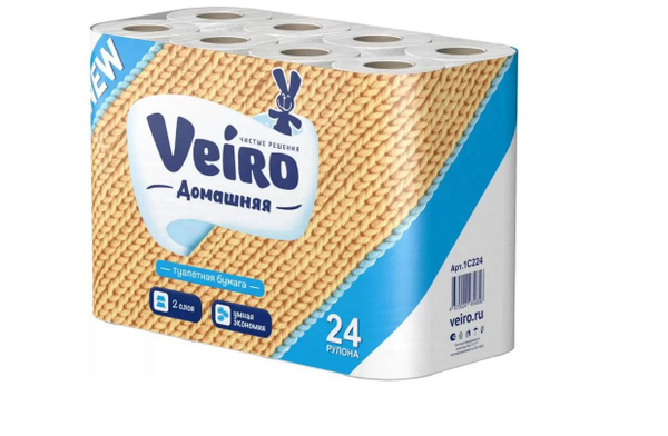 Туалетная бумага Veiro Домашняя, 2-х слойная, 24 рулона, Веиро белая - купить с доставкой по ...