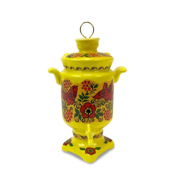Елочная игрушка из фарфора самовар (хохломские мотивы) авторская работа ...