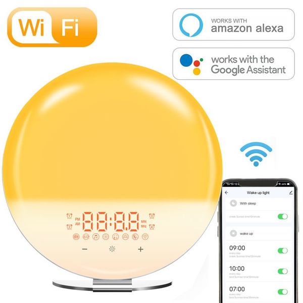 Световой радио будильник FM, Wi-Fi, с функциями голосового управления и ...