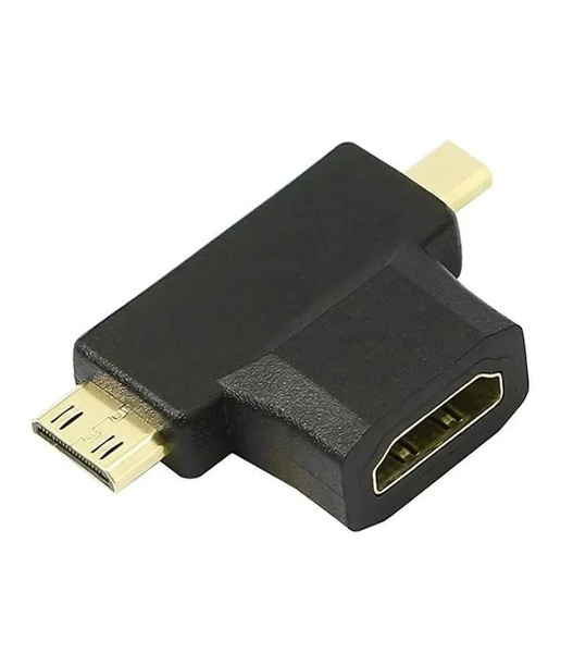 Переходник HDMI-MiniHDMI-MicroHDMI черный - купить с доставкой по ...