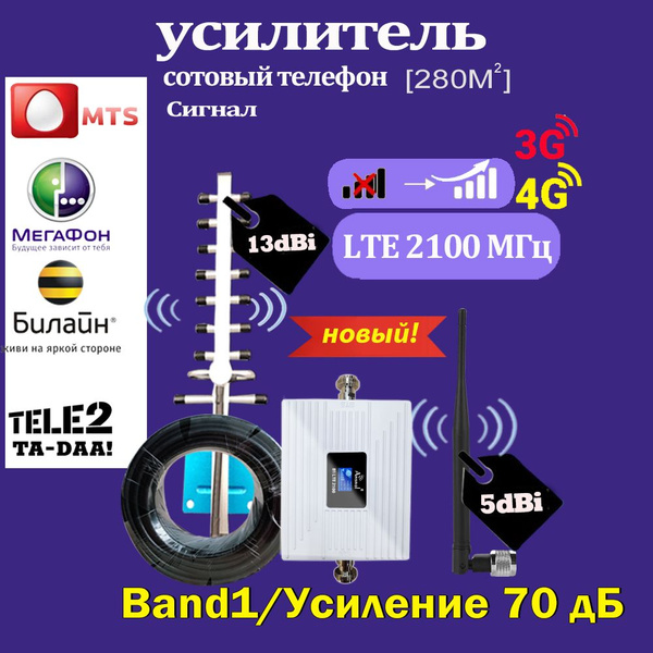 Усилитель сигнала сотовой связи и интернета для дома и дачи 2G/3G/4G ...