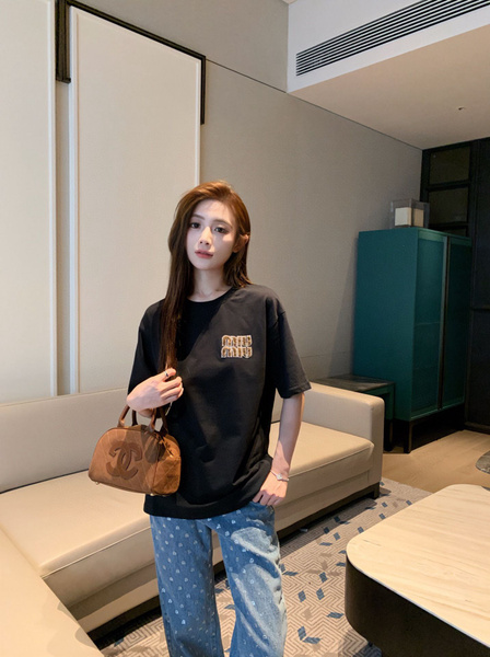 Футболка Miu Miu размер 46 цвет черный хлопок 100 купить по