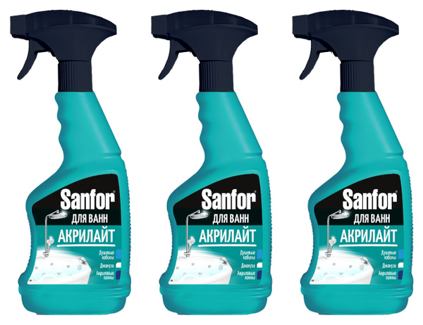 SANFOR Чистящее средство для ванн, Акрилайт, пена, 500мл-3 уп. - купить с доставкой по выгодным ...